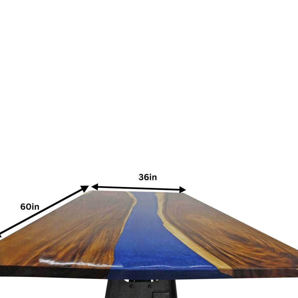 Walnut Burl Dining Tabletop - Deep Blue River Epoxy - 60 x 36 x 2" – Knox Deco