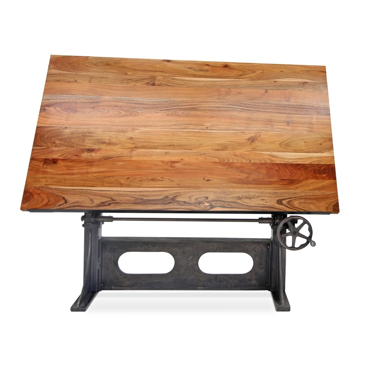 Industrial Adjustable Height Drafting Desk - Tilting Top - Cast Iron ...