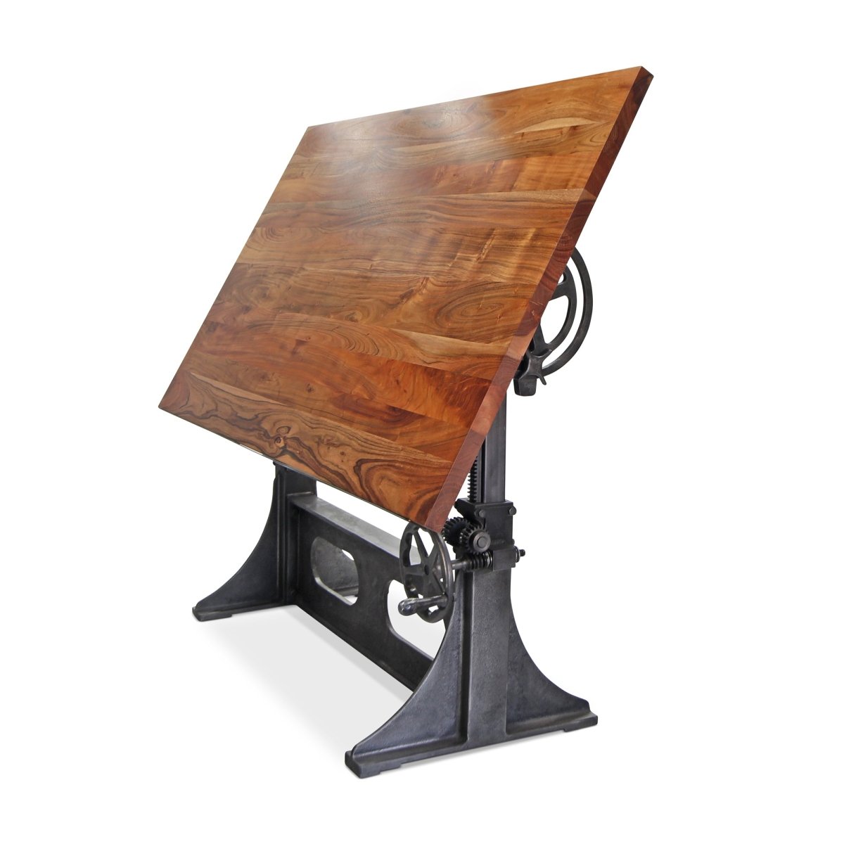 Industrial Adjustable Height Drafting Desk - Tilting Top - Cast Iron ...