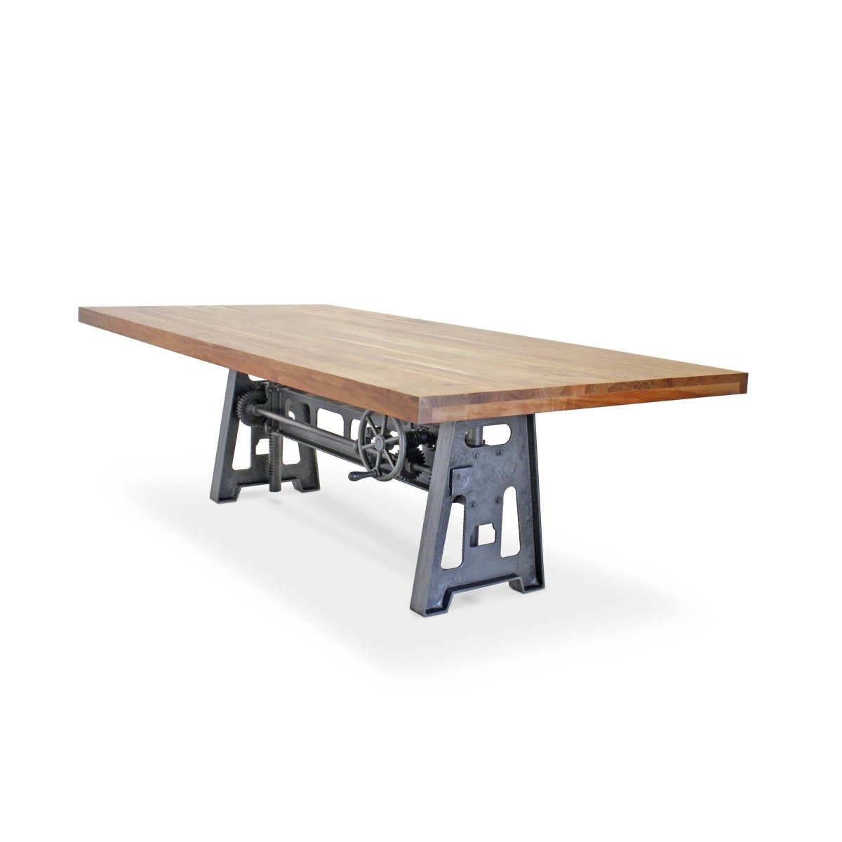Industrial Dining Table - Iron Base - Adjustable Height - 8ft Natural ...
