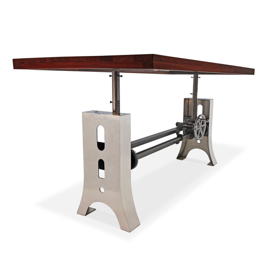 Industrial Dining Table Stainless Steel Adjustable Height - Rustic ...