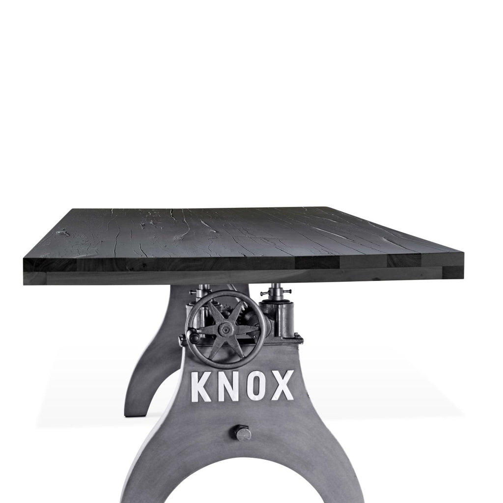 KNOX Adjustable Dining Table - Steel Base - Rustic Ebony Top – Knox Deco