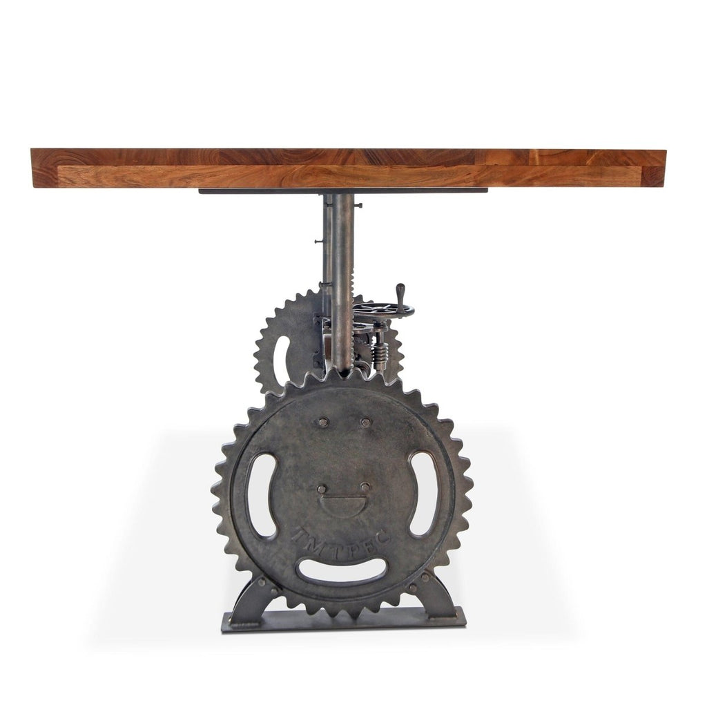 Steampunk Adjustable Dining Table - Iron Crank Base - Provincial Top ...
