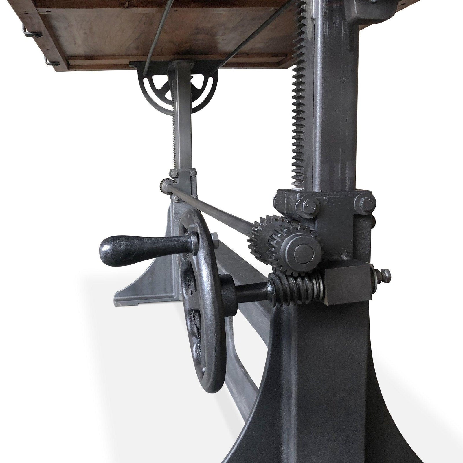 Industrial Adjustable Crank Drafting Desk - Tilt Top - Cast Iron Base ...