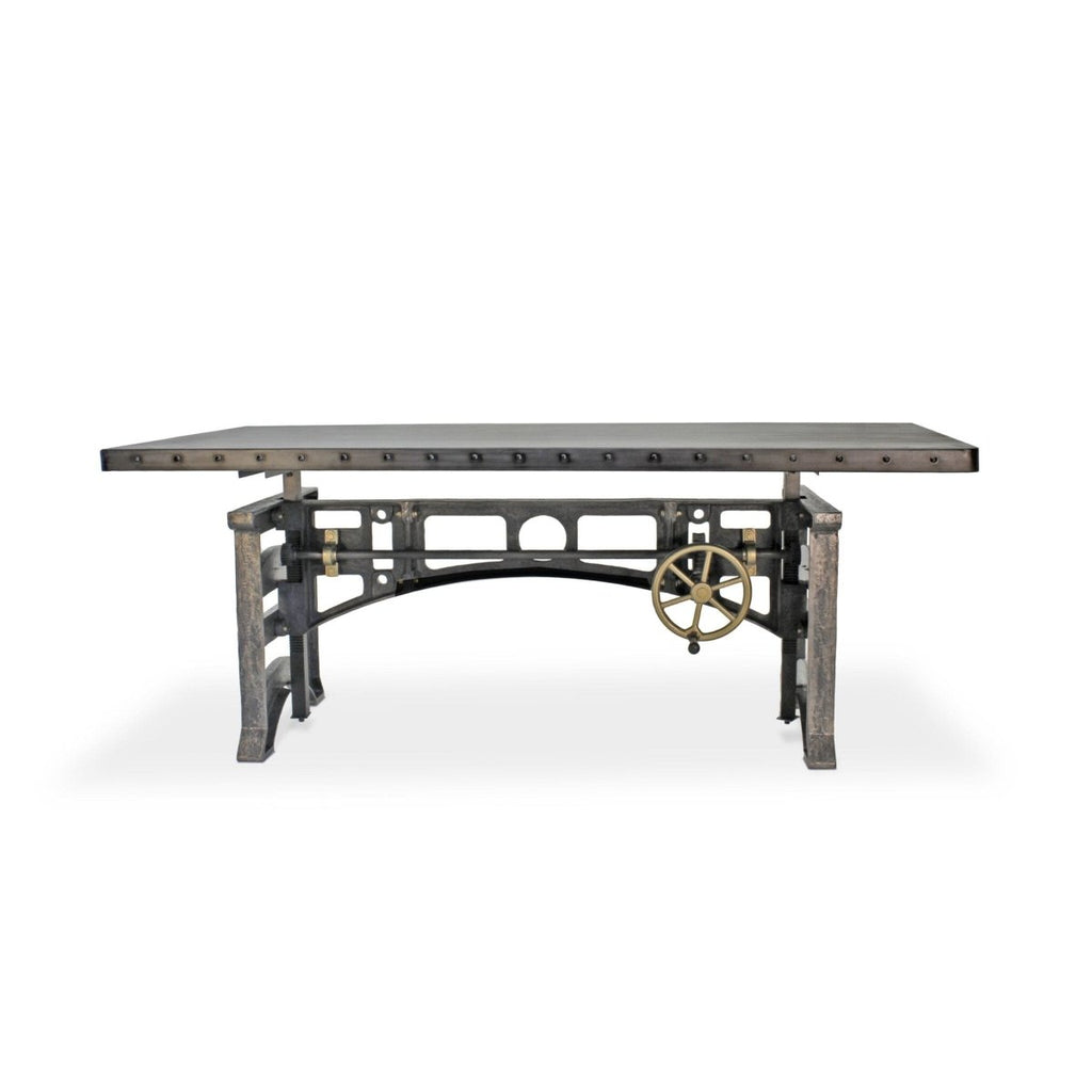 Harvester Industrial Executive Desk - Cast Iron Adjustable Base – Steel ...