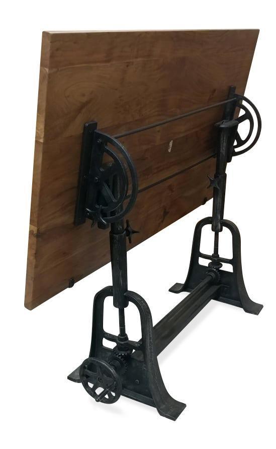 Industrial Architect's Drafting Desk - Adjustable Crank Cast Iron Base ...