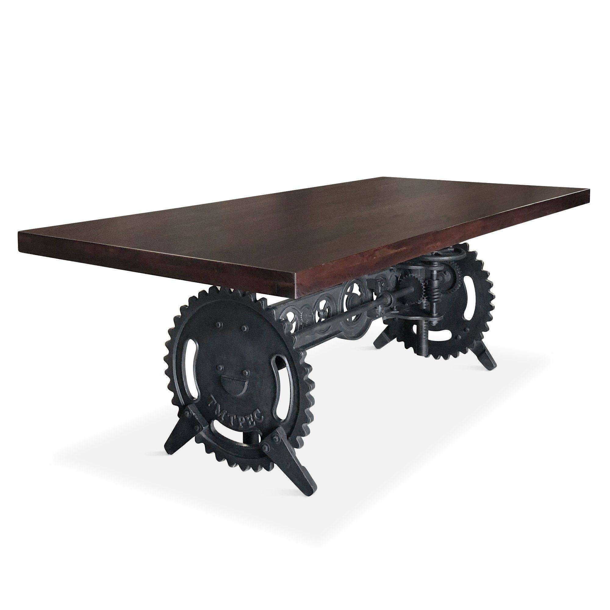 Steampunk Adjustable Dining Table - Iron Crank Base - Mahogany Top ...