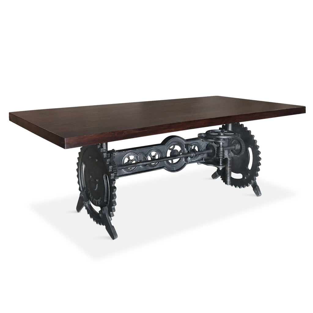 Steampunk Adjustable Dining Table - Iron Crank Base - Mahogany Top ...