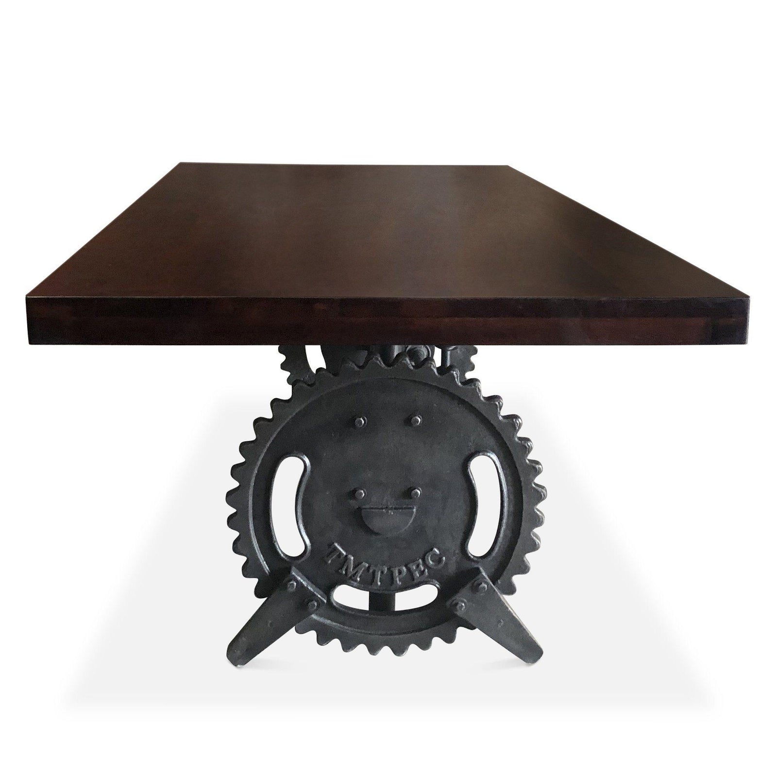 Steampunk Adjustable Dining Table - Iron Crank Base - Mahogany Top ...