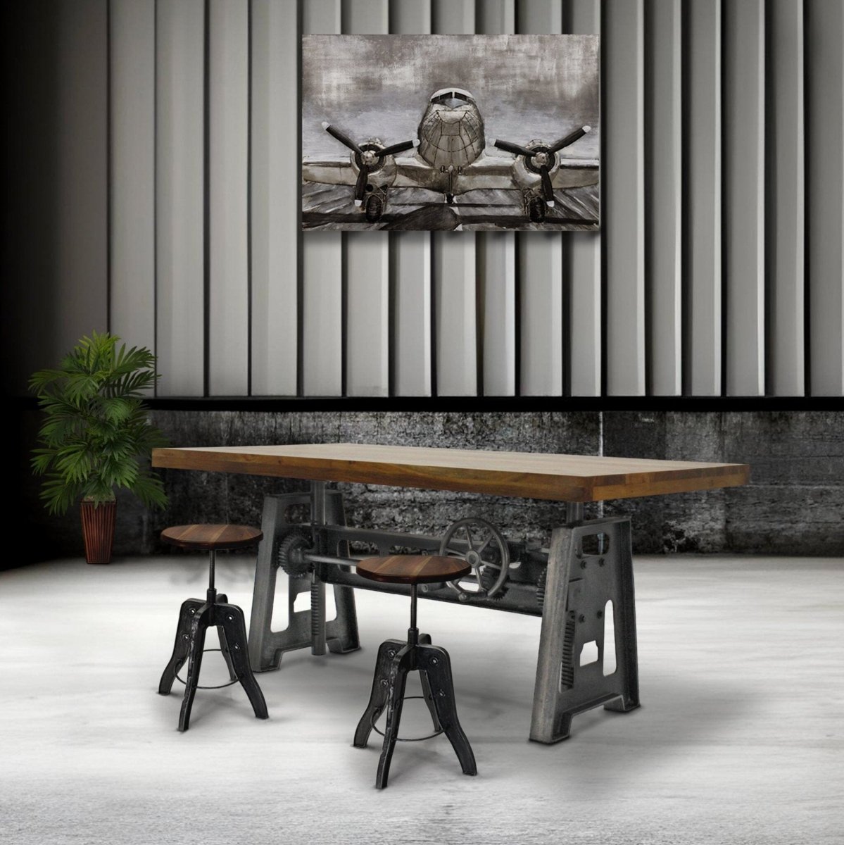 Industrial Writing Table Desk Base Adjustable Height Sit Stand Metal DIY Knox Deco