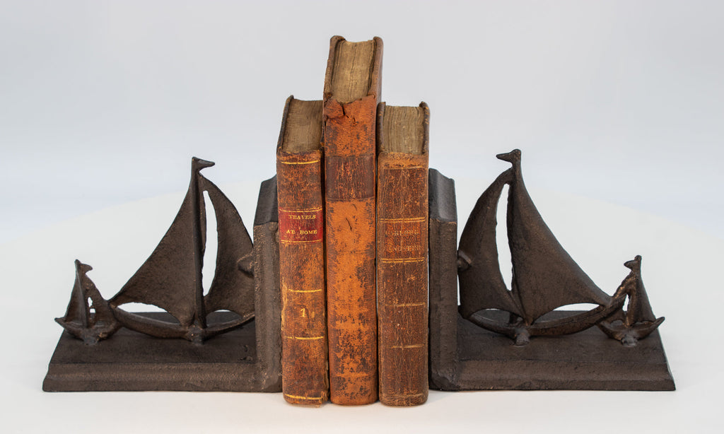 Sailboat Tows Dinghy Nautical Bookends Figurine - Metal - Cast Iron ...