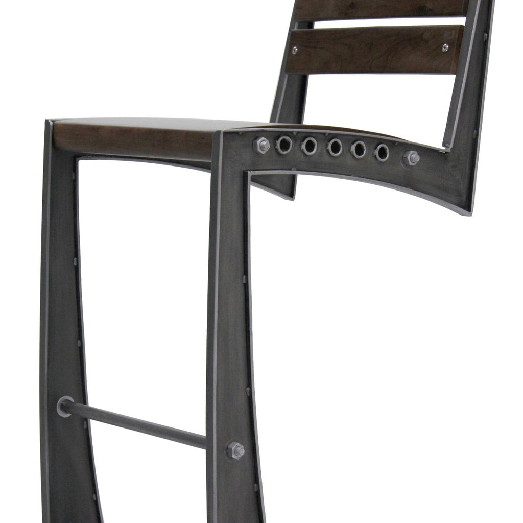 Zing Industrial Bar Chair - Rugged Steel Frame - Hardwood Seat - Pair ...